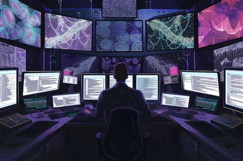 Professional Programer Looking Computer Desktop With Coding Program Aig