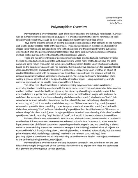 Polymorphism Overview Fundamentals Of Software Development Csse 221 Docsity