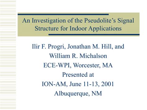 Pdf An Investigation Of The Pseudolites Signal Structure For Indoor Applications