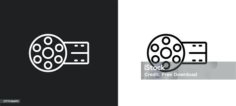 흰색과 검은 색의 큰 필름 롤 윤곽선 아이콘입니다 Big Film Roll Cinema Collection의 벡터 아이콘입니다 웹 모바일 앱 및 Ui용 0명에 대한 스톡
