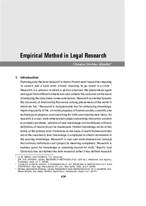 Pdf Empirical Method In Legal Research