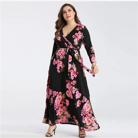 Meena Cuties Dresses Maxi Dress Plus Size Black Pink Flattering