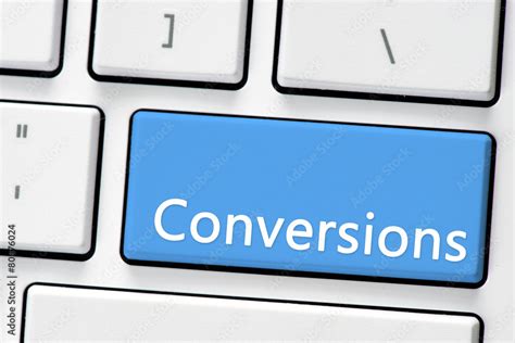 Computer White Keyboard With Conversions Button Stock Photo Adobe Stock