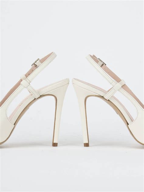 Slingback Tacco 9cm Pelle Bianco Barca Stores