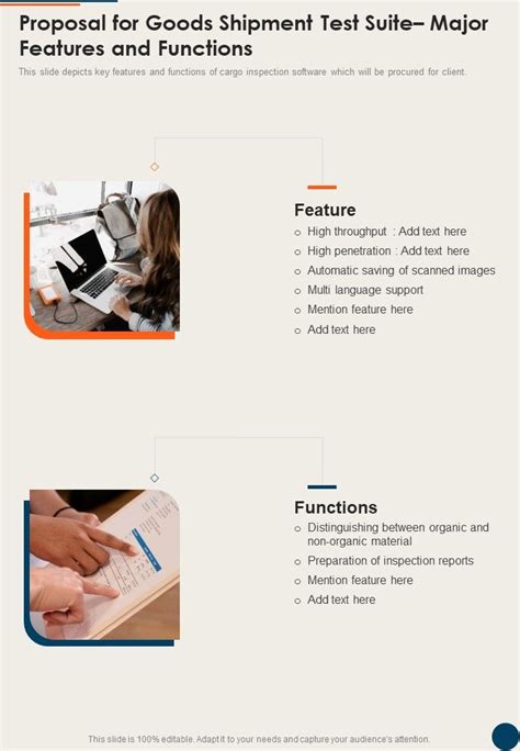 Proposal For Goods Shipment Test Suite Major Features And Functions One