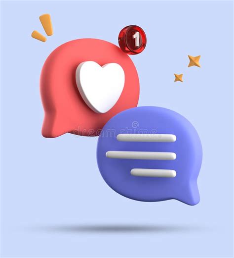 3d Rendering Of Speech Love Bubble With Notification Icons Megaphone