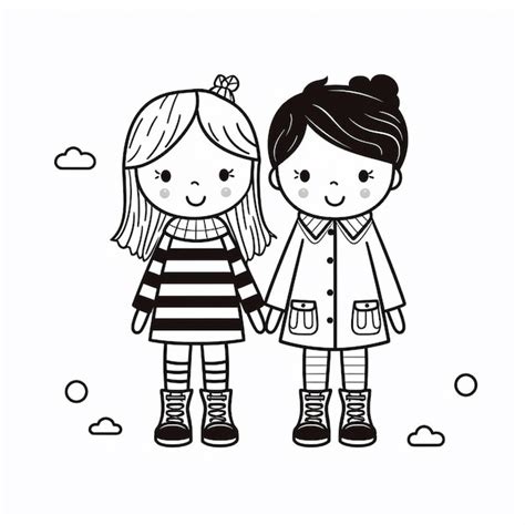 양말 아이들이 손으로 그린 귀여운 색칠 책 카와이 라인 아트 프리미엄 사진