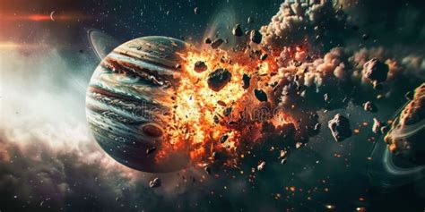 Exploding Planet In Outer Space Generative Ai Stock Illustration