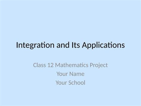 Integrals And Applications On Integrals Maths Project For Class 12 Pdf
