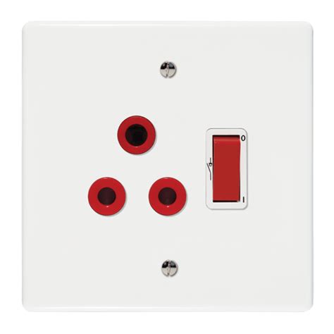 Classic Single Isolated STD Socket Red Double Pole Switched Red On X Yoke With White