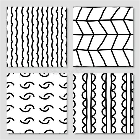 Set Of Hand Drawn Ink Seamless Pattern Stock Vector Illustration Of Pattern Minimalist 179475156