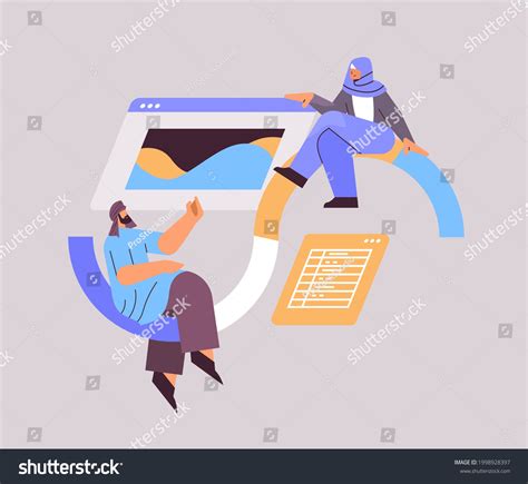 Arab Developers Creating Website Ui Interface เวกเตอร์สต็อก ปลอดค่าลิขสิทธิ์ 1998928397