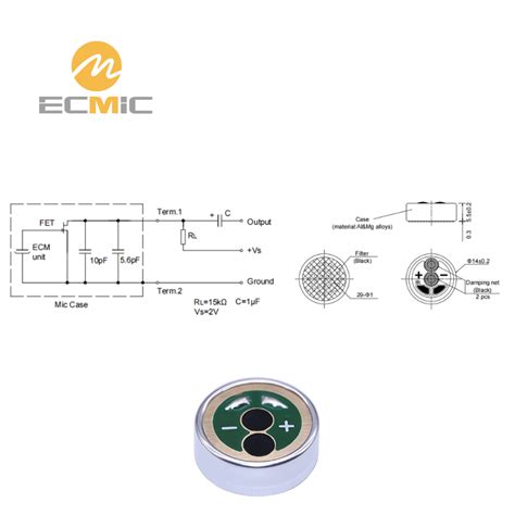 14mm Cardioid Electret Microphone Insert For Live Broadcast Ecmic