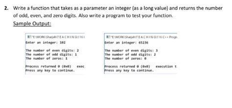Solved Write A Function That Takes As A Parameter An Integer Chegg