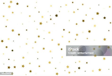 흰색 배경에 무작위로 떨어지는 금색 별 배너 인사말 카드 크리스마스 및 새해 카드 초대장 엽서 종이 포장에 대 한 반짝이 패턴 별에 대한 스톡 벡터 아트 및 기타 이미지