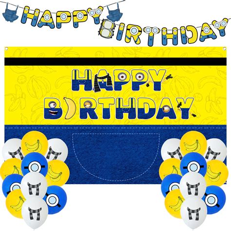 Geeniocurioso Yellow Cartoon Themed Iff17 Party Supplies Happy Jeans Backdrop Flag Banner