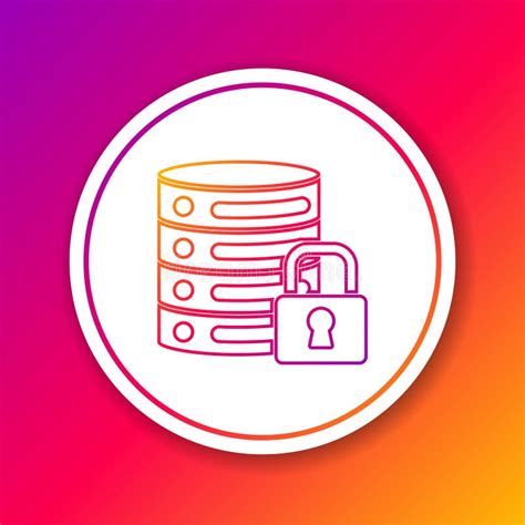 Color Line Server Security With Closed Padlock Icon Isolated On Color Background Security