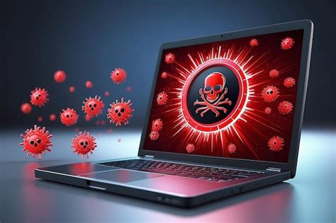 Premium Photo 3d Computer Virus Detection Icons System Error Warning On A Laptop Emergency