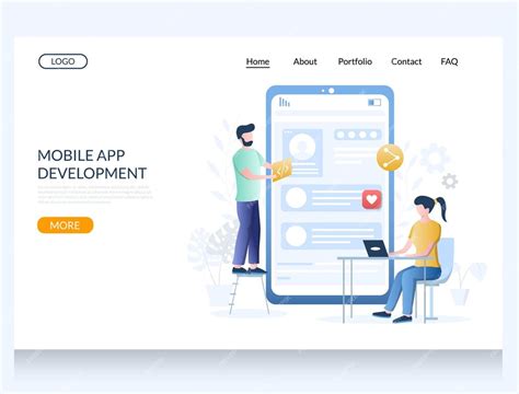 premium vector mobile app development vector website landing page design template