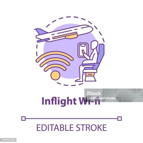 기내 와이파이 컨셉 아이콘 비행기 서비스 온보드 인터넷 국제 무선 범위 로밍 아이디어 얇은 선 일러스트 벡터 절연 윤곽선 Rgb