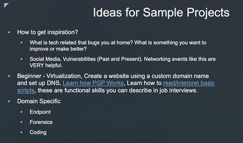 Breaking Into Infosec Ideas For Sample Projects
