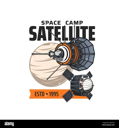space satellite icon galaxy exploration and solar system planets research space program retro