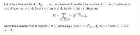 let x be a finite set let a1 a2 an be subsets
