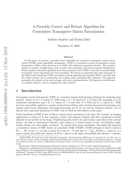 Pdf A Provably Correct And Robust Algorithm For Convolutive