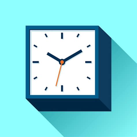 Premium Vector Clock Icon In Flat Style 3d Square Timer On Blue Background Business Watch