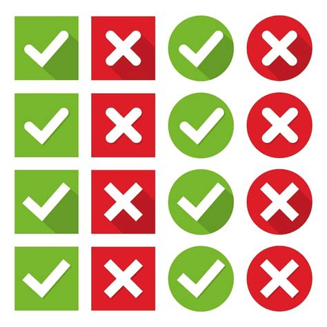 Premium Vector Set Green Check Marks And Red Crosses Of Simple Web Buttons