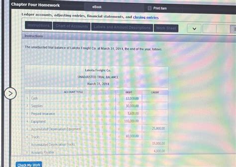 Solved Chapter Four Homework Instructions Ledger Accounts