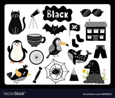 Set Of Black Color Objects Primary Colors Vector Image