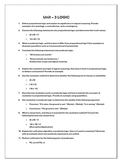 Ai Unit 3 Pdf Logic First Order Logic