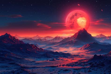 Artistic Illustration Of Planet Mars With Craters Stock Illustration
