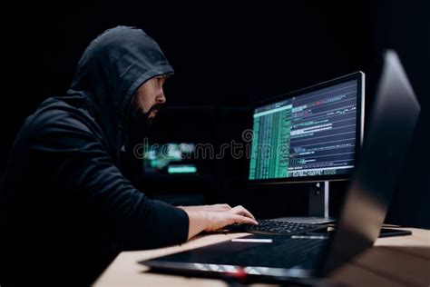 Hacker Coding On Computers Stock Image Image Of Technology 261000937