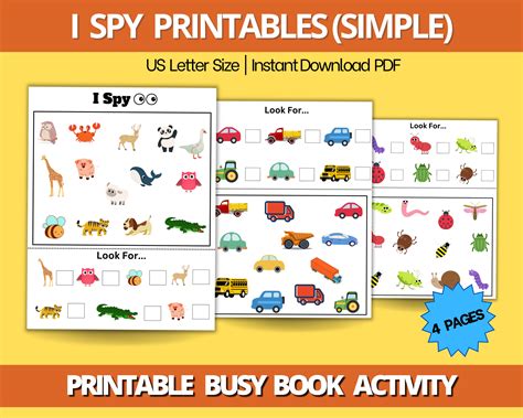 I Spy Simple Busy Book Printable Printable I Spy Preschool Activity