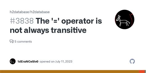 The Operator Is Not Always Transitive · Issue 3838 · H2database