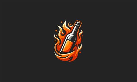 Premium Vector Bottle With Flames Vector Illustration Artwork Design