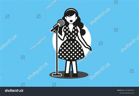 Retro Vector Clipart 60s Pop Singer Stock Vector Royalty Free