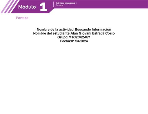 Estrada Cosio Alan Giovani M1s1ai1 Semana 1 Portada Nombre De La