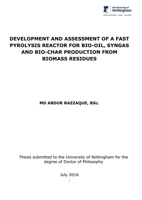 Pdf Development And Assessment Of A Fast Pyrolysis Reactor For Bio Oil Syngas And Bio Char