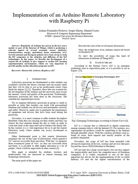 Implementation Of An Arduino Remote Laboratory Pdf Internet Of
