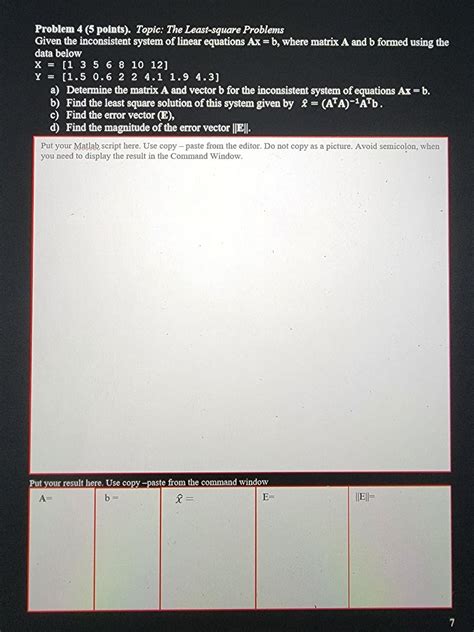 Solved Problem 4 5 Points Topic The Least Square