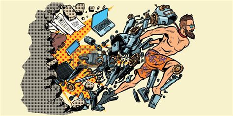 The Robot Turns Into A Human Artificial Intelligence Breaking The Wall