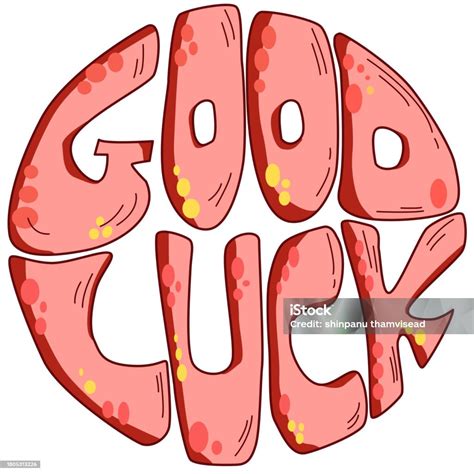 행운을 빕니다 손으로 쓴 비문 원 형태의 독특한 글자 벡터 일러스트 레이 션입니다 그라데이션에 대한 스톡 벡터 아트 및 기타 이미지 그라데이션 그래피티 긍정적인 감정