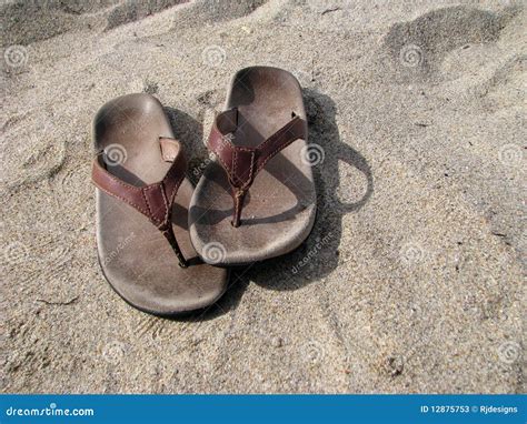 Sandals On Beach Stock Image Image Of Shoe Sandal Sandels 12875753