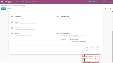 Project Privacy In Odoo