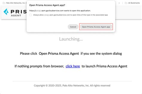 Log In To The Dynamic Privilege Access Enabled Prisma Access Agent