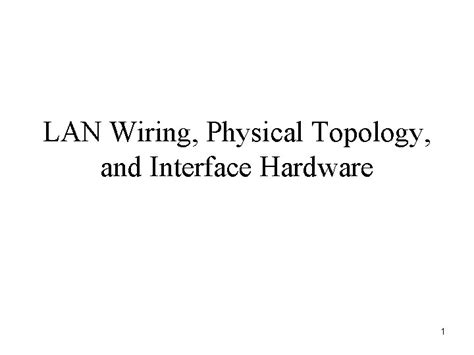 Lan Wiring Physical Topology And Interface Hardware 1 Lan Wiring Physical Topology And Interface Hardware 1