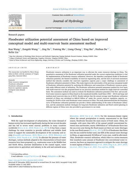 Pdf Floodwater Utilization Potential Assessment Of China Based On Improved Conceptual Model